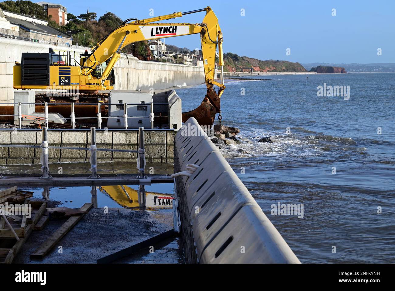 Network Rail construction site beside Dawlish railway station during re ...