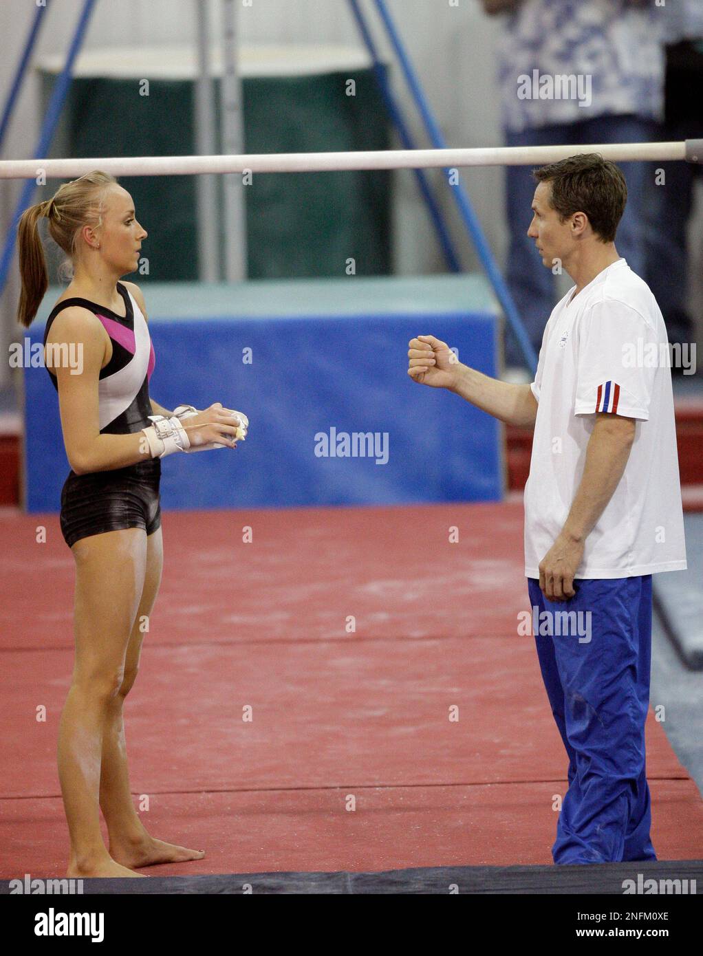 Gymnast Nastia Liukin, left, trains with her coach and father Valeri ...