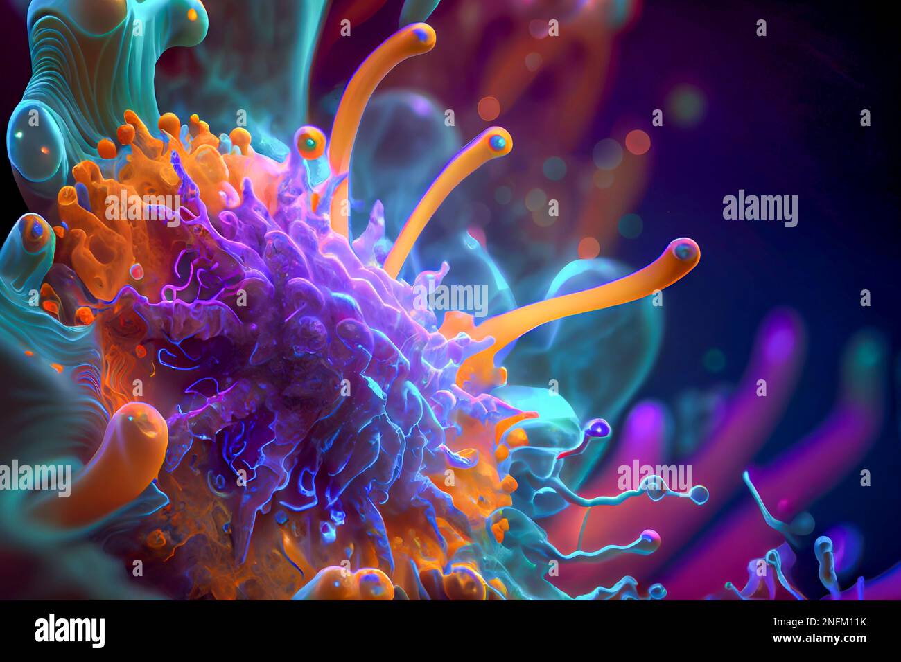 Beautiful microworld, colorful microbes of different shapes, generative ...