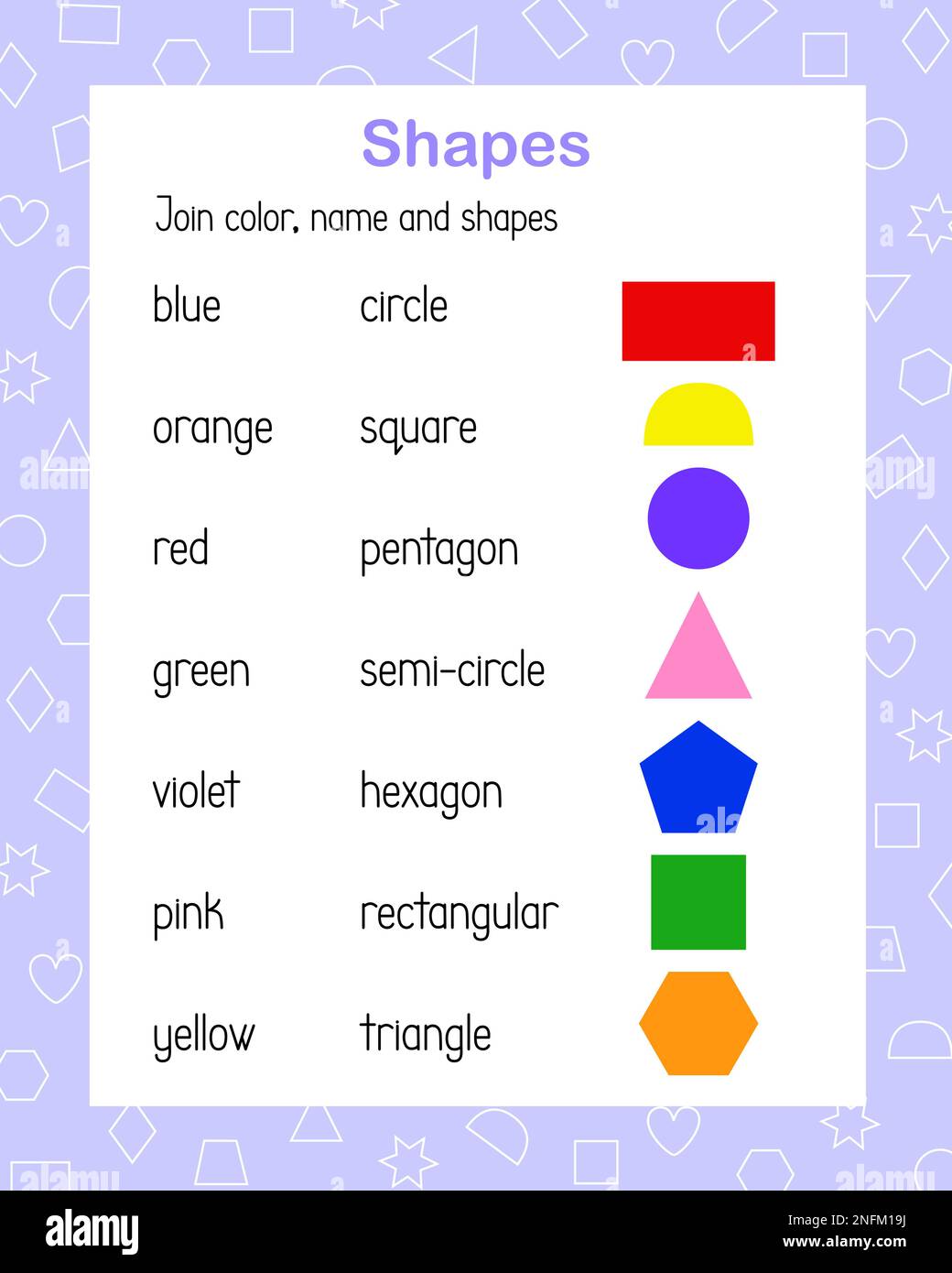 Color, names and geometric shapes colorful images matching game vector ...