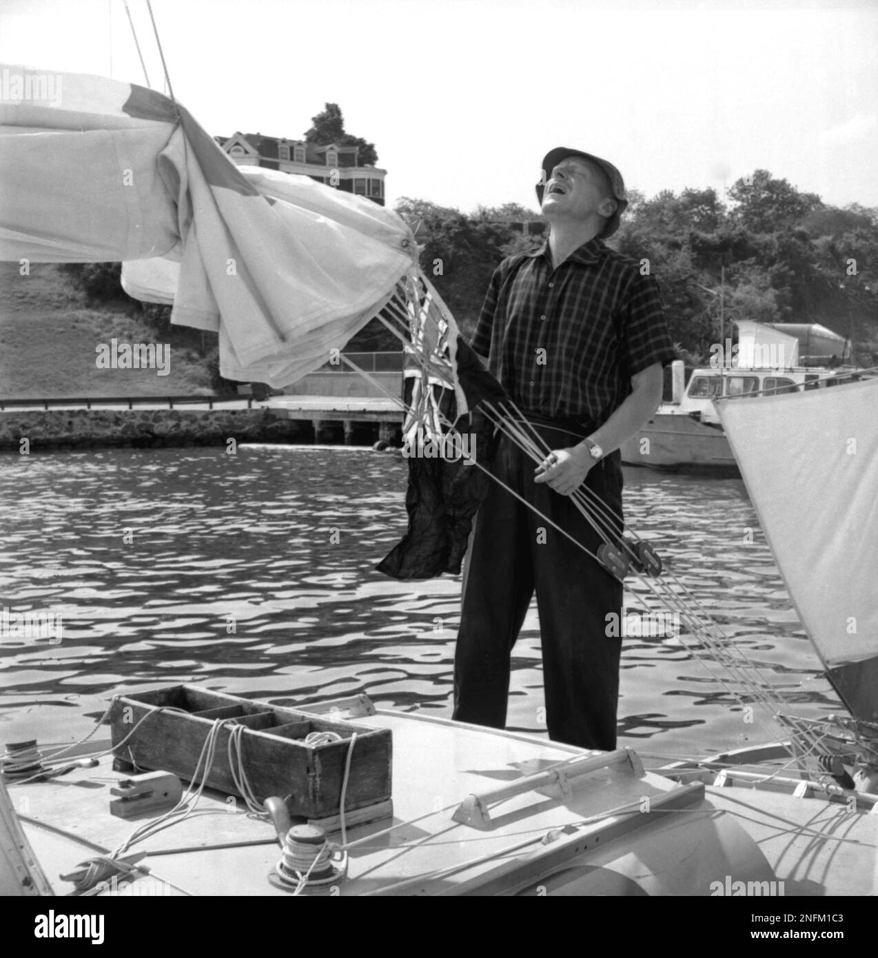 Lt. Col. Herbert Hasler, who finished second in the OSTAR, is seen on ...