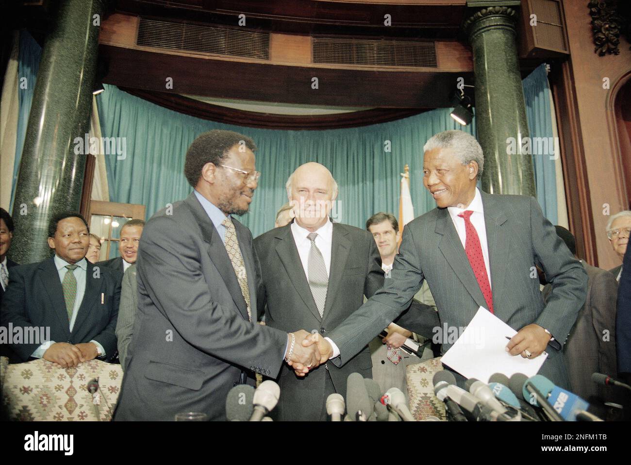 Mangosuthu Buthelezi, leader the Kwazulu black homeland and the Inkatha Freedom Party, left ...