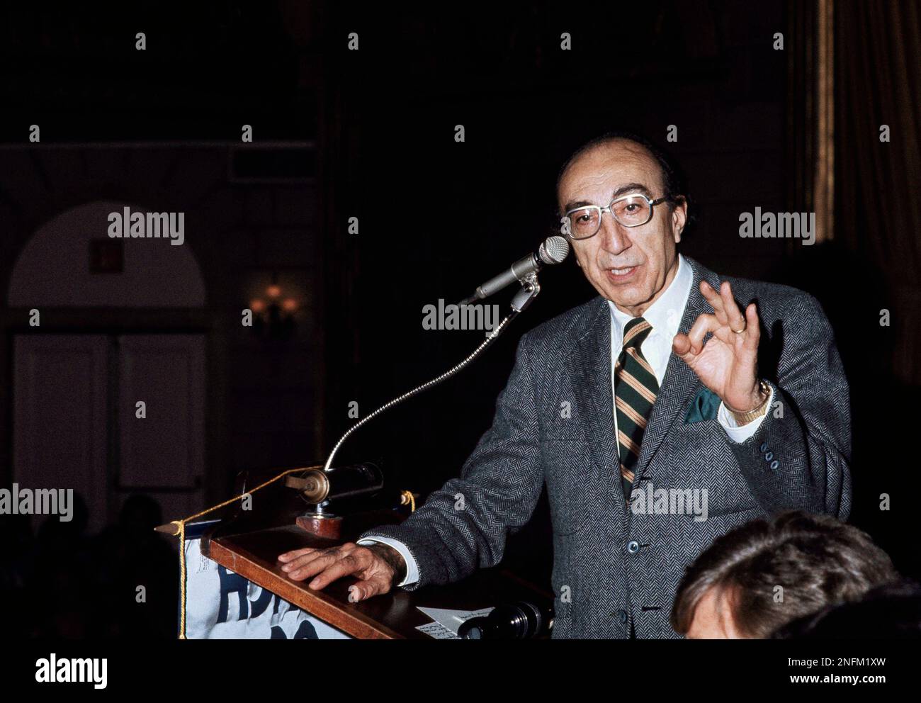 Dr. Michael DeBakey, heart specialist, shown on Nov. 5, 1975 talking to ...