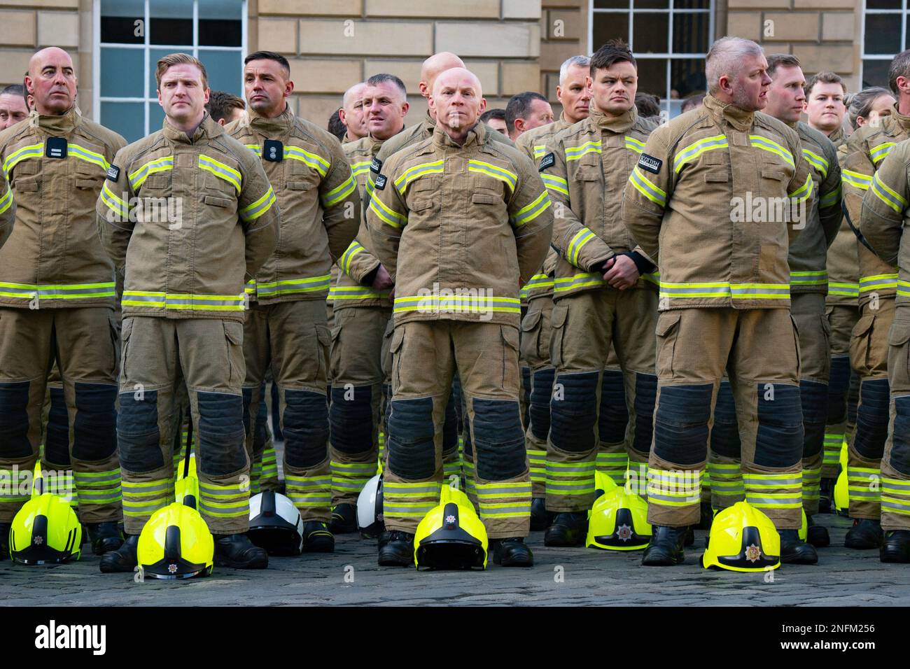 Edinburgh, Scotland, UK. 17 February 2023. Funeral of firefighter Barry ...