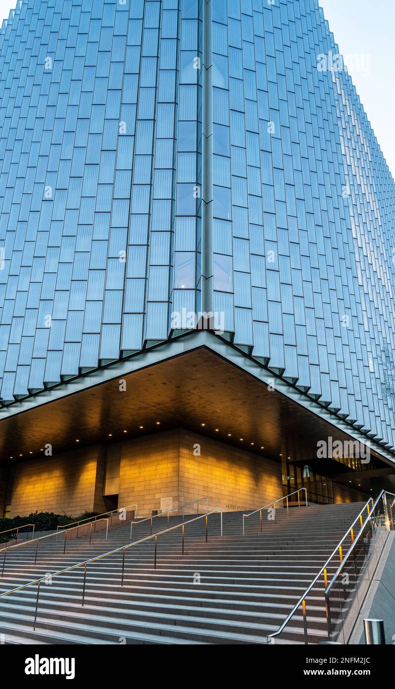 A vertical shot of the facade of the curtain wall United States ...