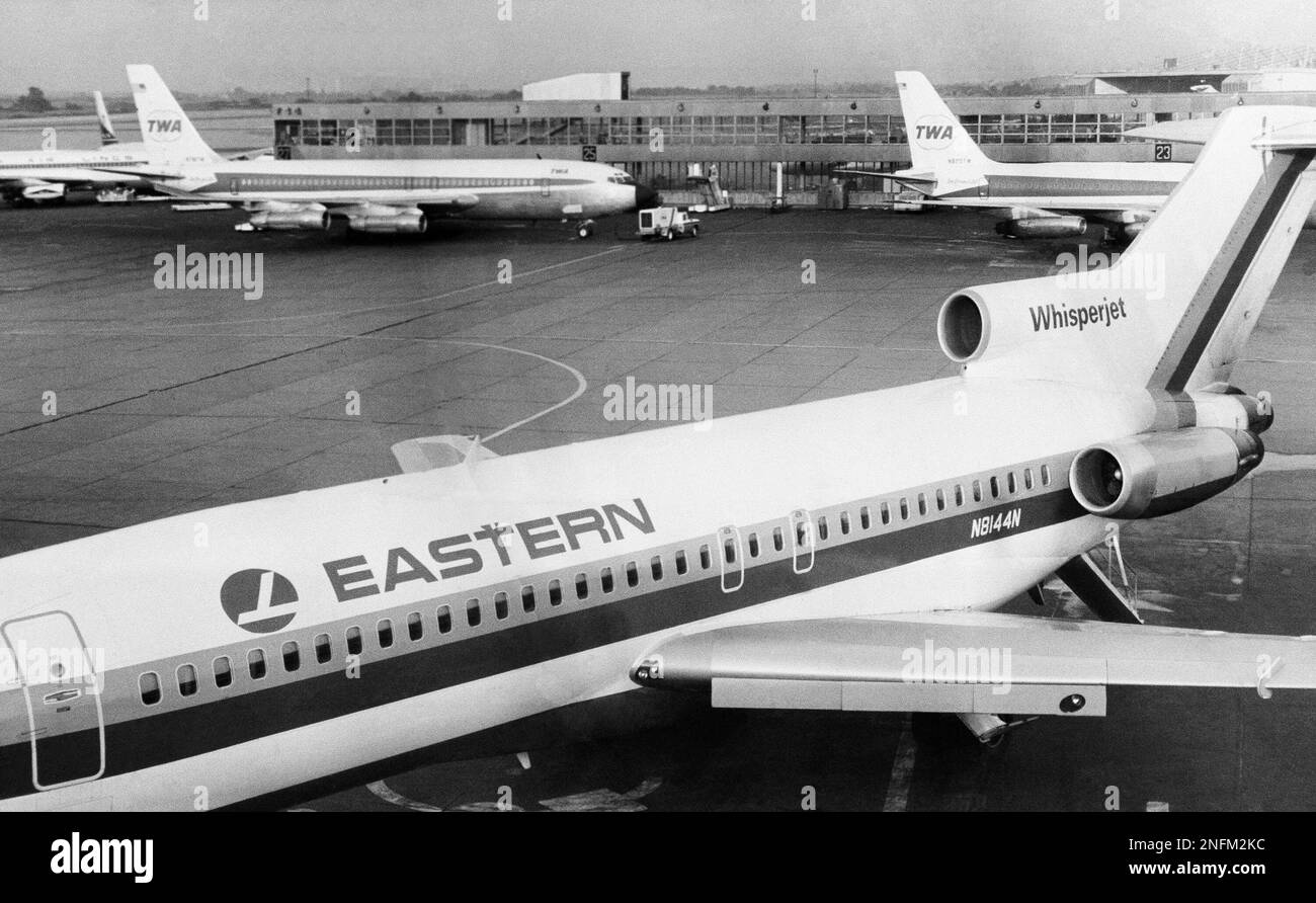 Jet airliners are stacked up at loading ramps at Philadelphia's ...