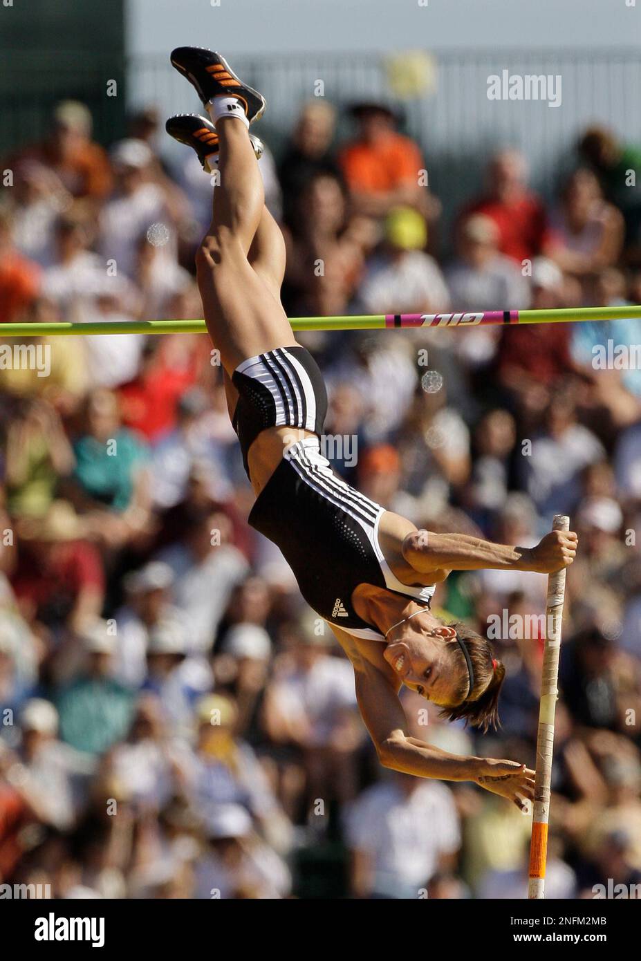 April Steiner Bennett clears the bar to finish second in the women's ...