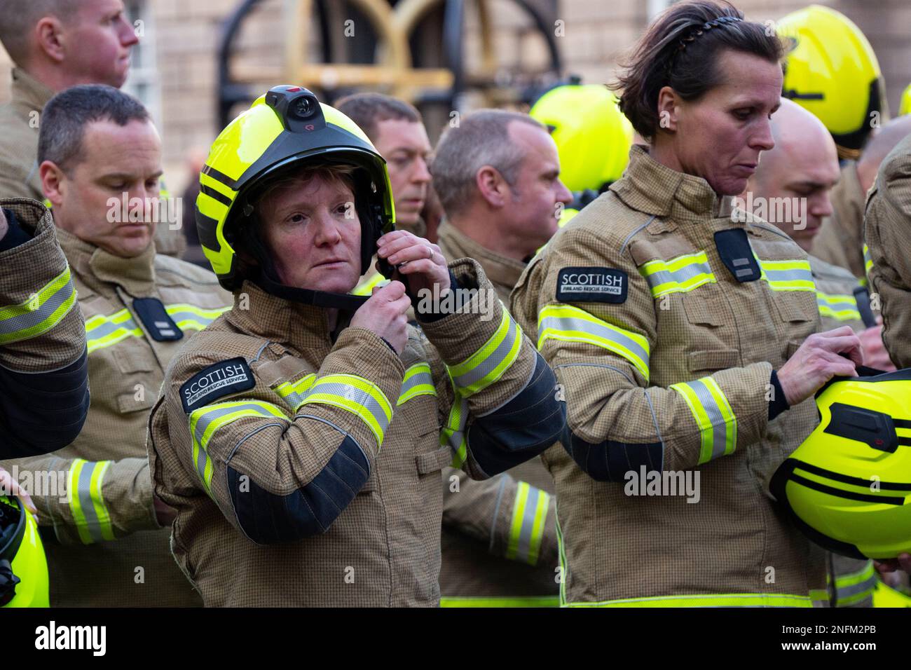 Edinburgh, Scotland, UK. 17 February 2023. Funeral of firefighter Barry ...