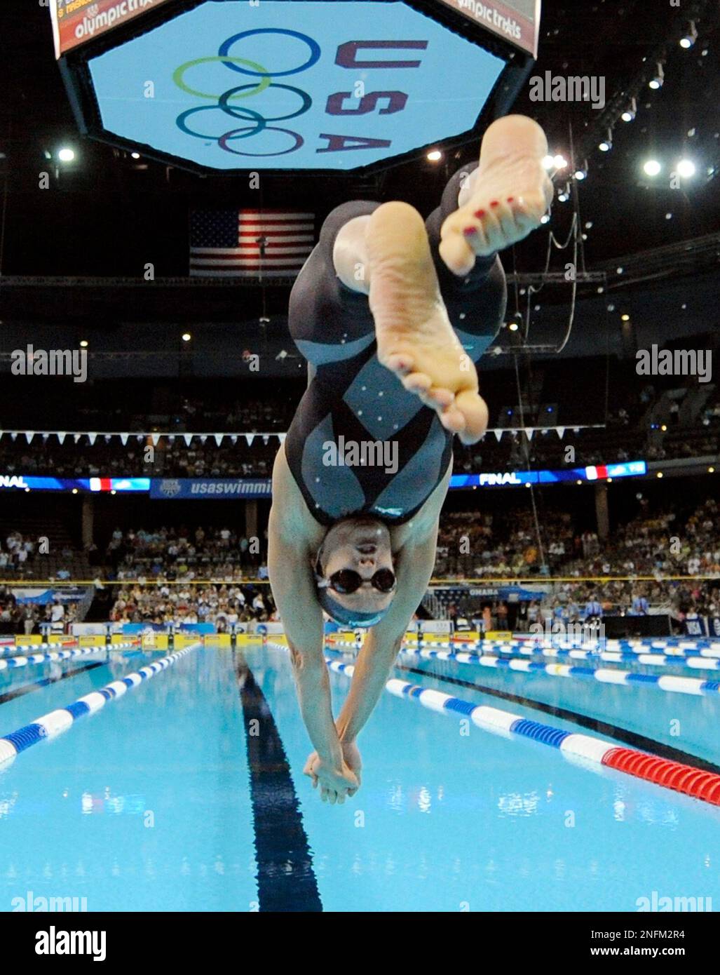 Dara Torres leaves the starting block in the women's 50-meter freestyle ...