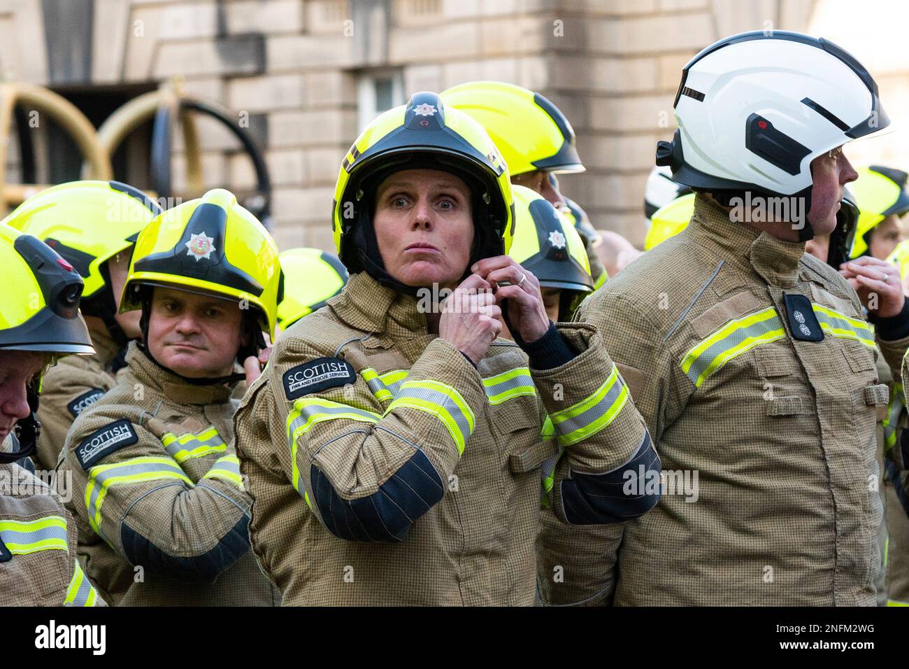 Edinburgh, Scotland, UK. 17 February 2023. Funeral of firefighter Barry ...