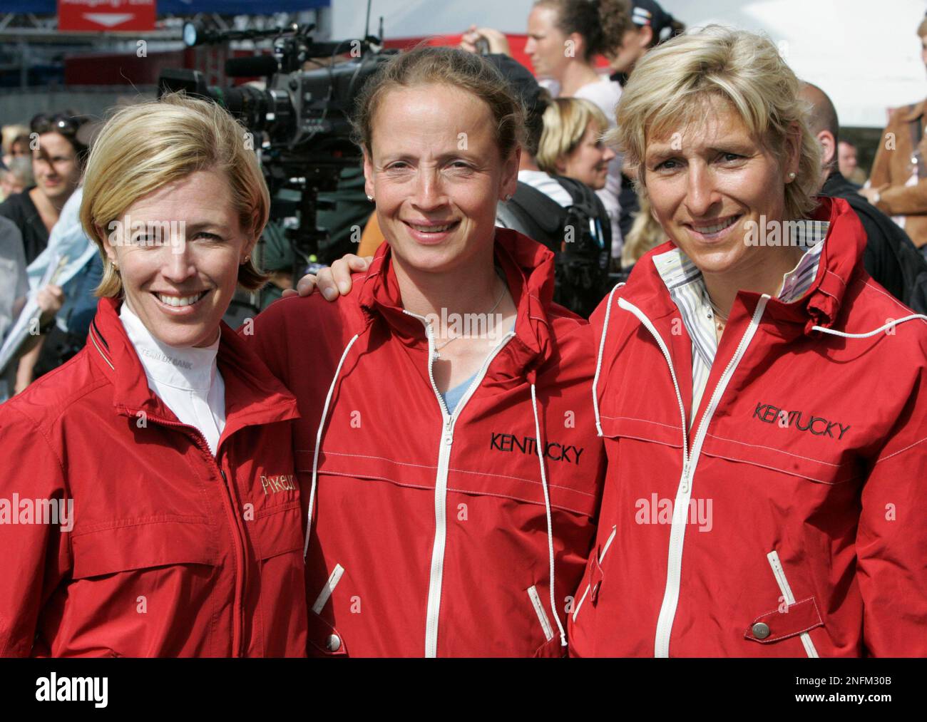 German eventing rider Ingrid Klimke, right, poses with jumping rider ...