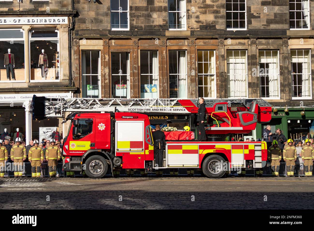 Edinburgh, Scotland, UK. 17 February 2023. Funeral of firefighter Barry ...