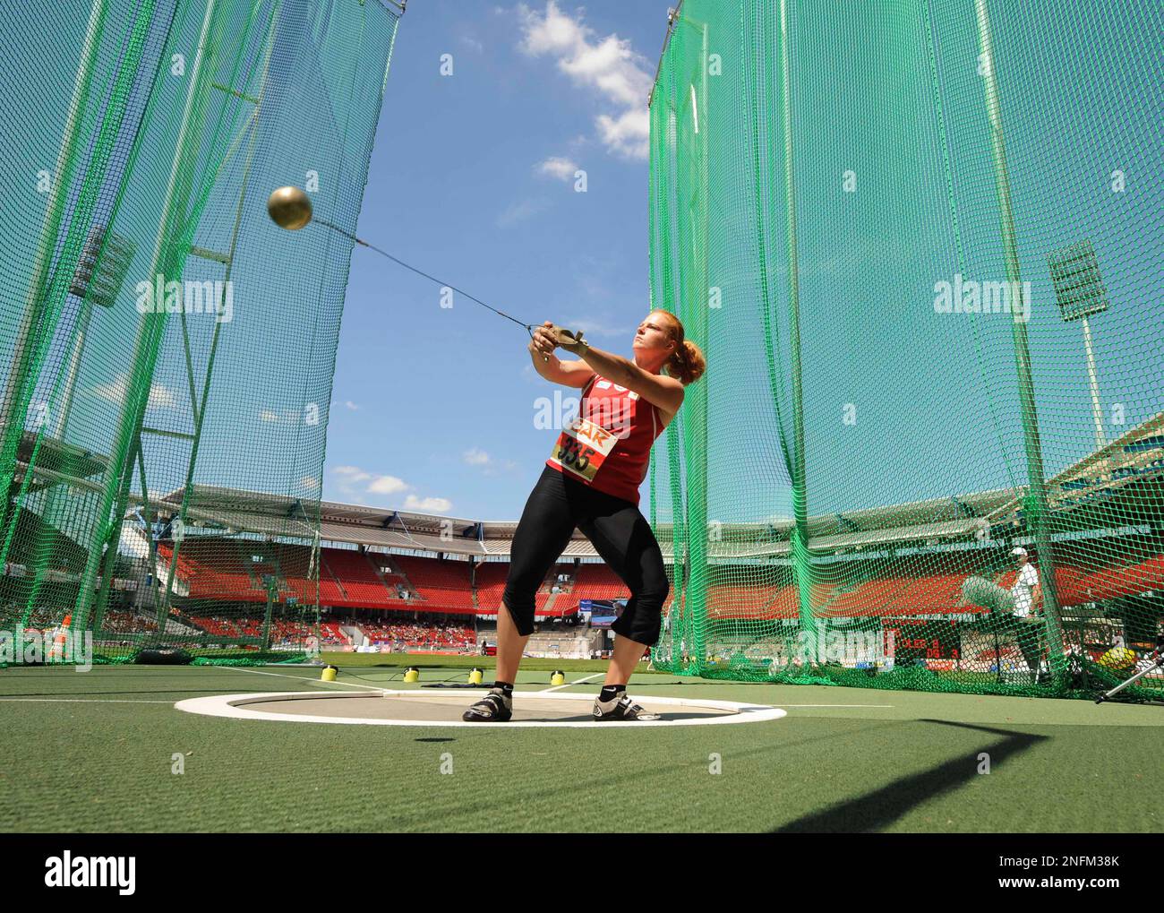 German Betty Heidlerin action during the women's hammer throw of the ...