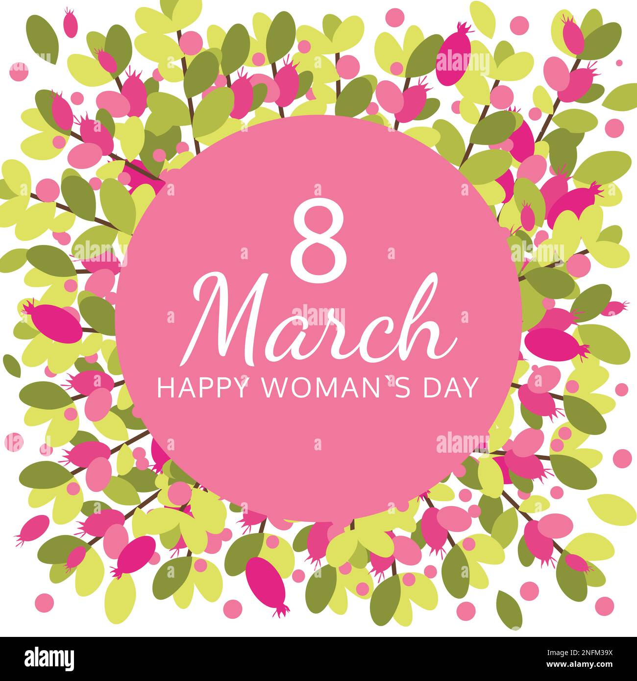 Women day frame with spring flowers. 8 March invitation card. Vector ...