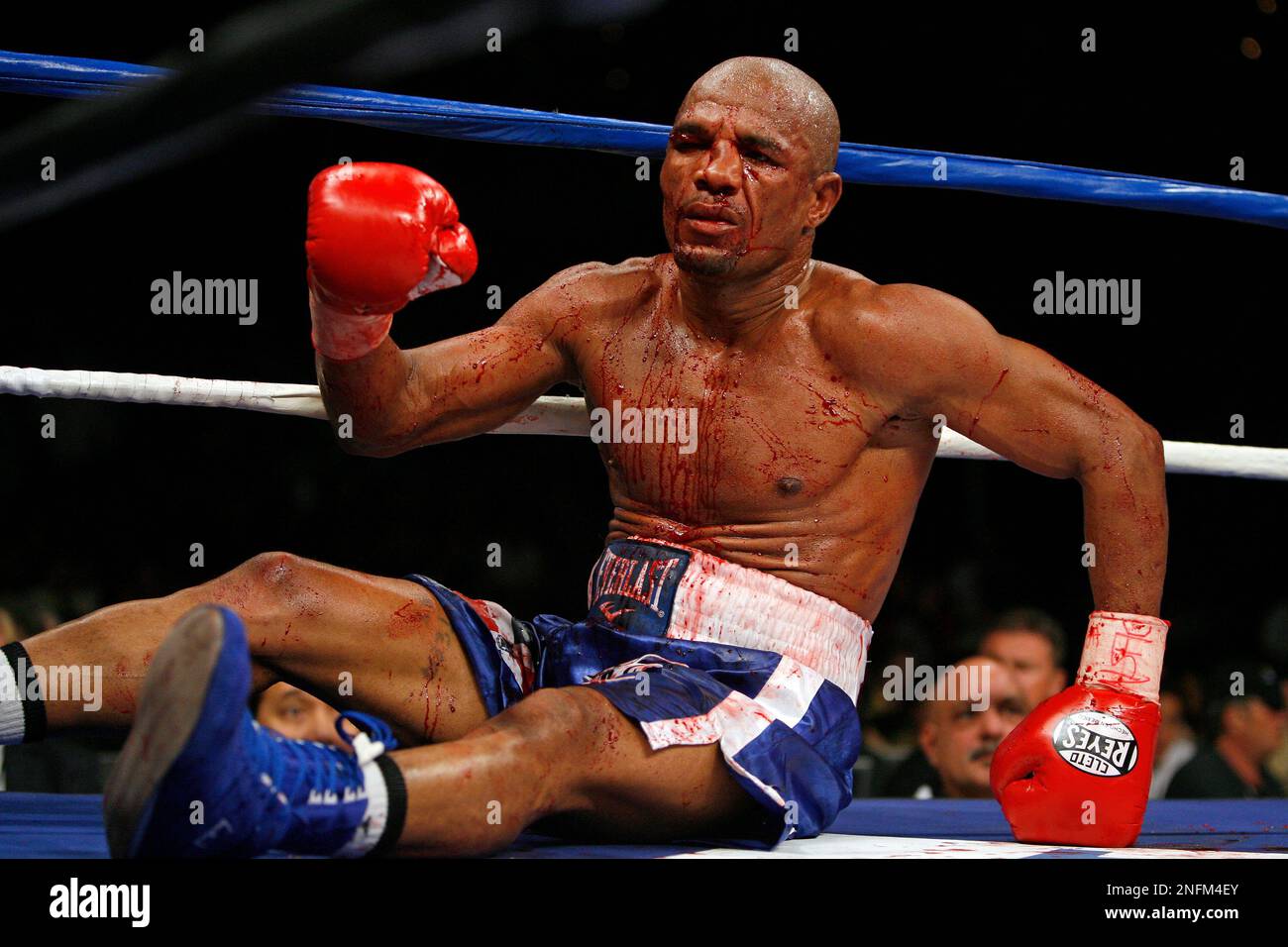 Francisco Lorenzo is seen on the canvas after being knocked down by ...