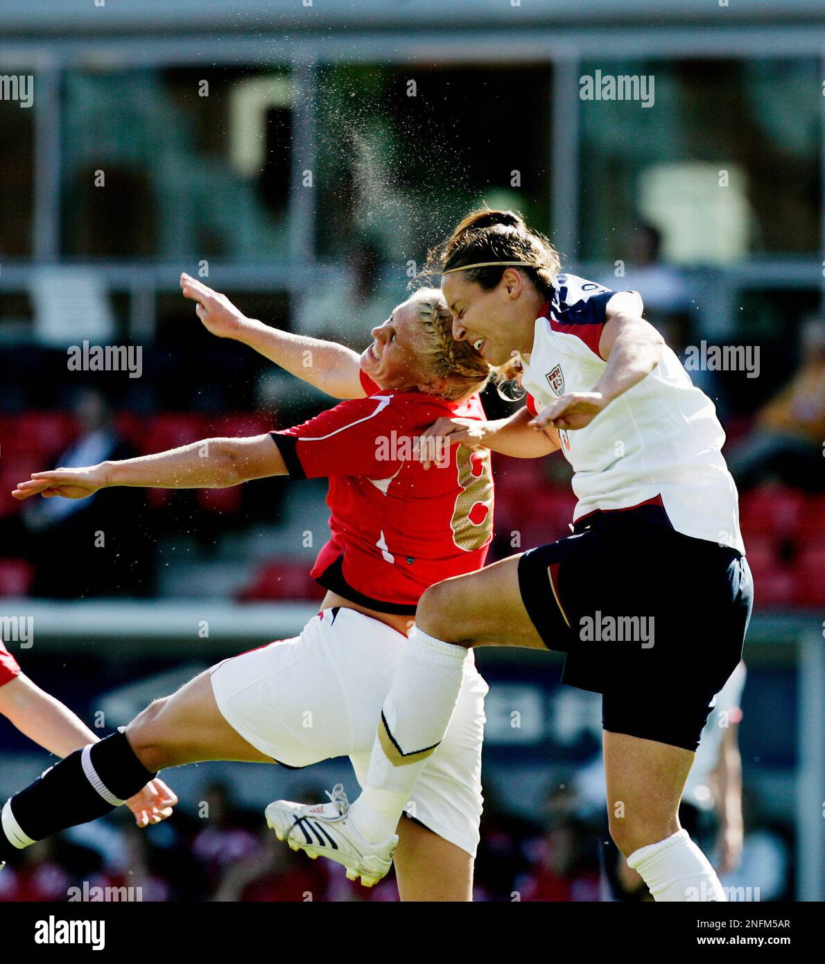 Norway`s Solveig Guldbrandsen, left, challenges Rate Markgraf of USA ...