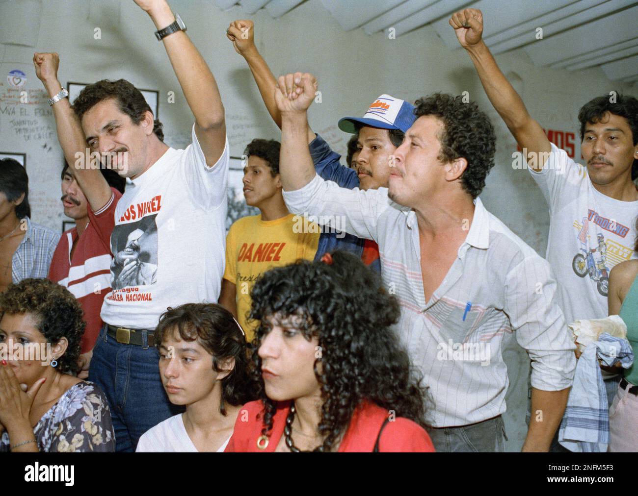 Supporters gather at Sandinista Party headquarters Monday, Feb. 26 ...