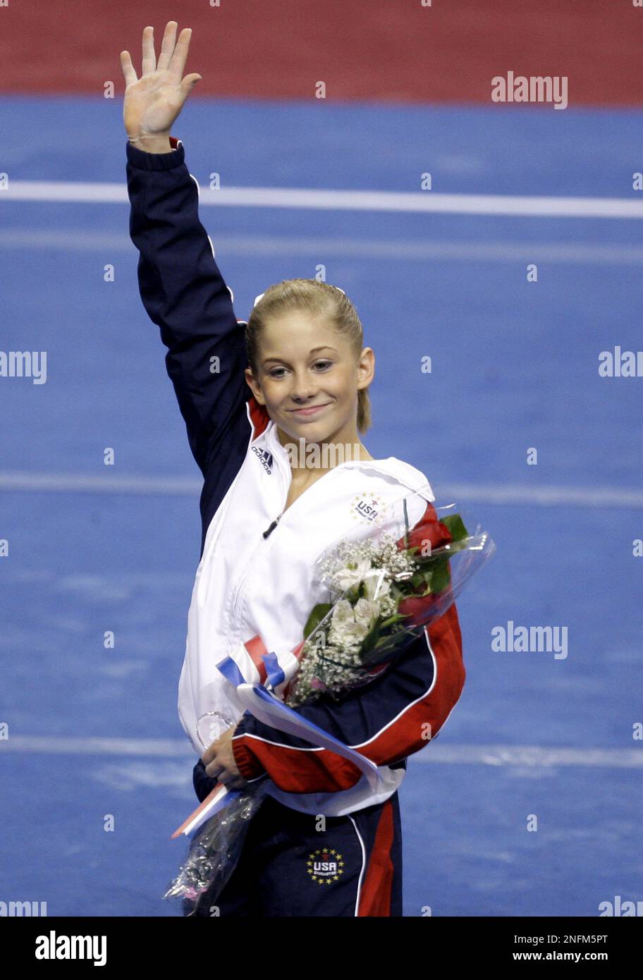 Shawn Johnson waves to spectators after being nominated to the U.S ...