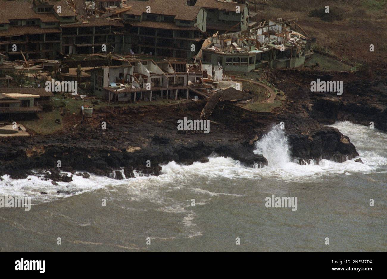 A Poipu Beach resort on the Hawaiian island of Kauai is heavily damaged ...