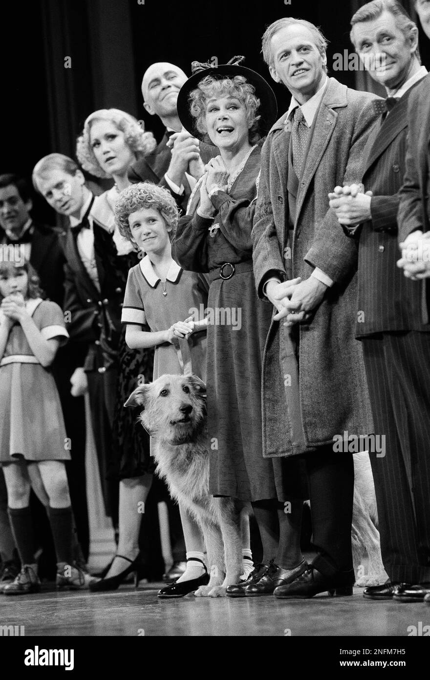 The current cast of the Broadway musical "Annie" takes a bow after the ...