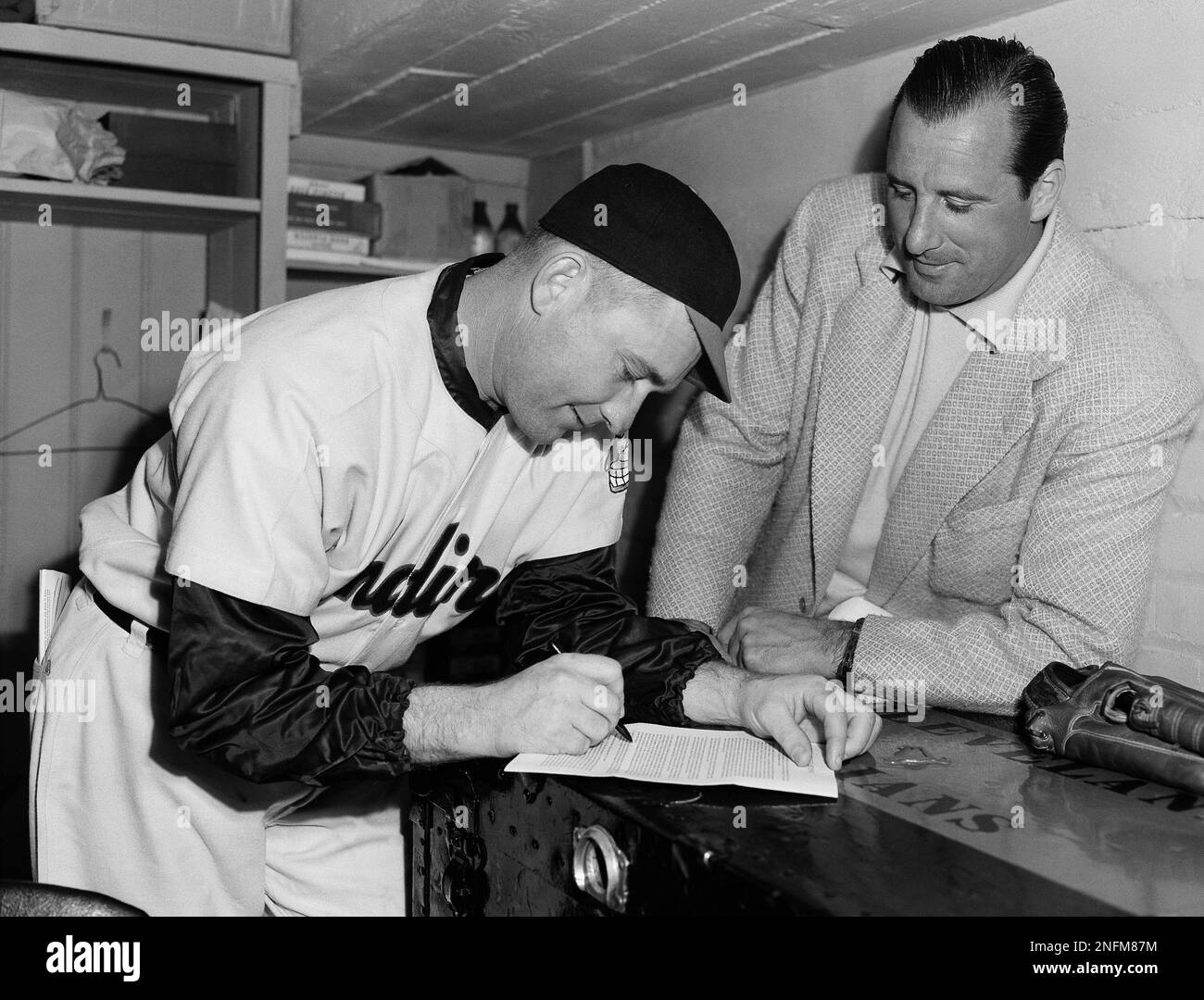 Pitcher Bob Lemon and Cleveland Indian general manager Hank Greenberg ...
