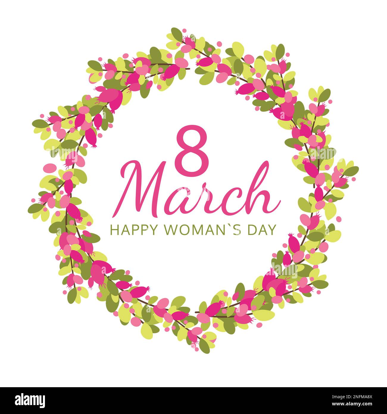 Women day frame with spring flowers. 8 March invitation card. Vector ...