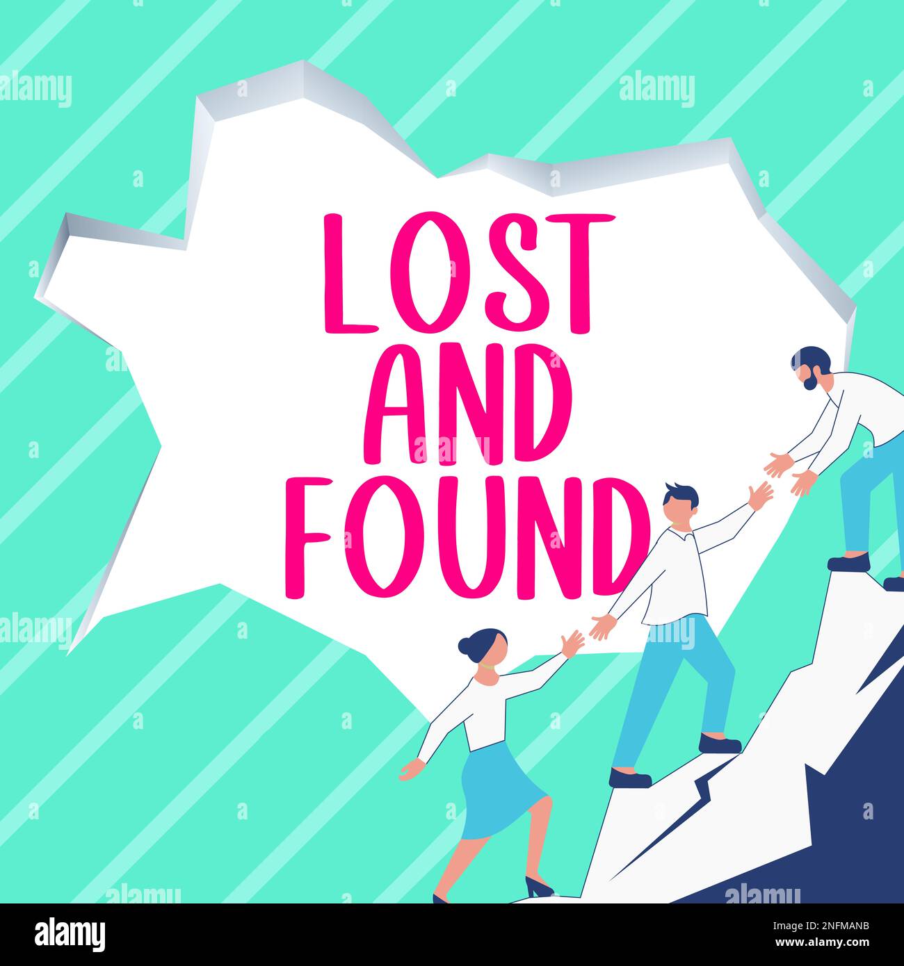 Text caption presenting Lost And Found. Business overview Place where ...