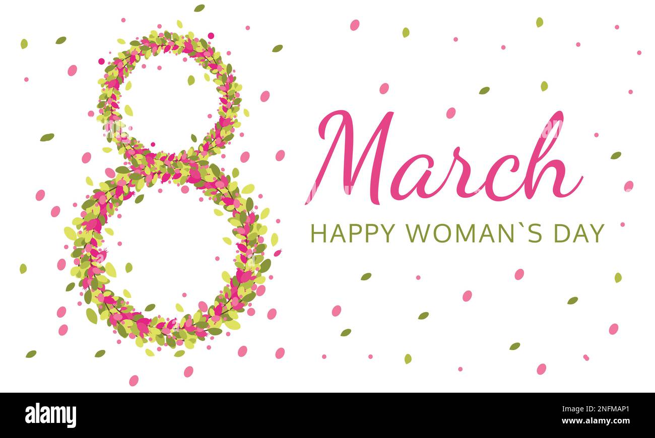 Women day background with spring flowers. 8 March invitation card ...