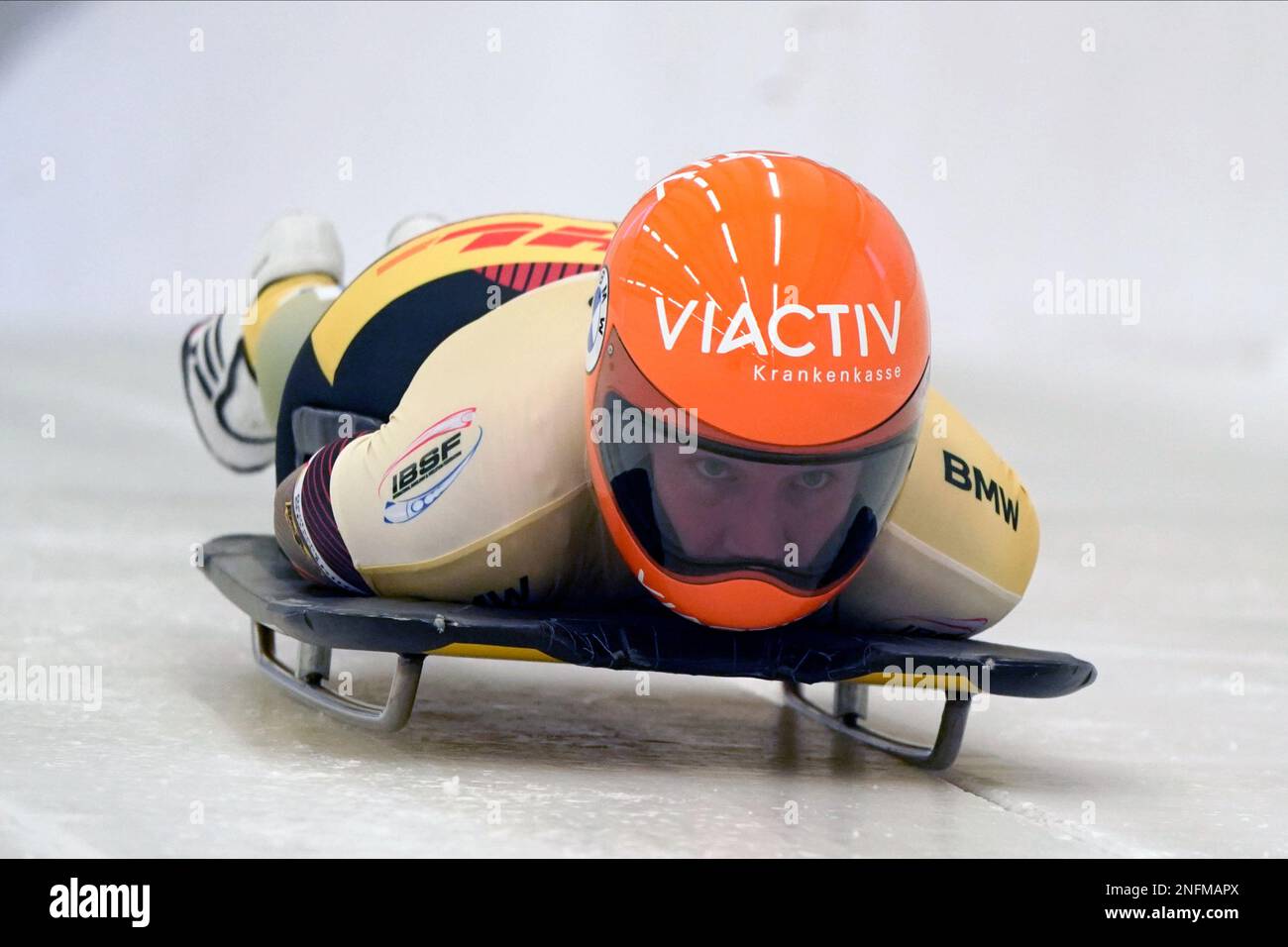 Tina Hermann of Germany starts her first run of the women's Skeleton ...