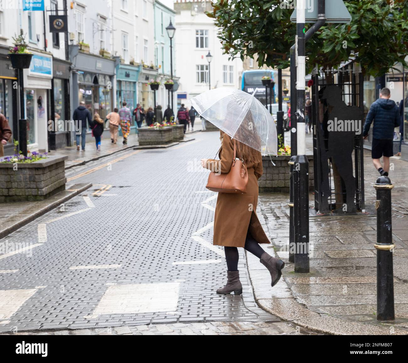 Truro, UK,17th February 2023,Rainy, dull and Overcast Day in Truro ...