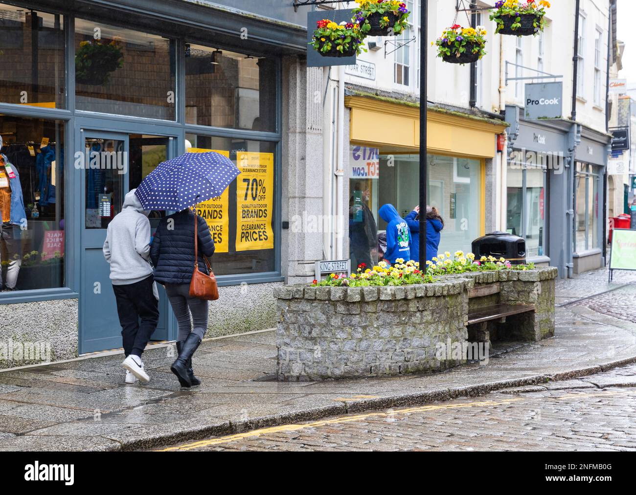 Truro, UK,17th February 2023,Rainy, dull and Overcast Day in Truro ...