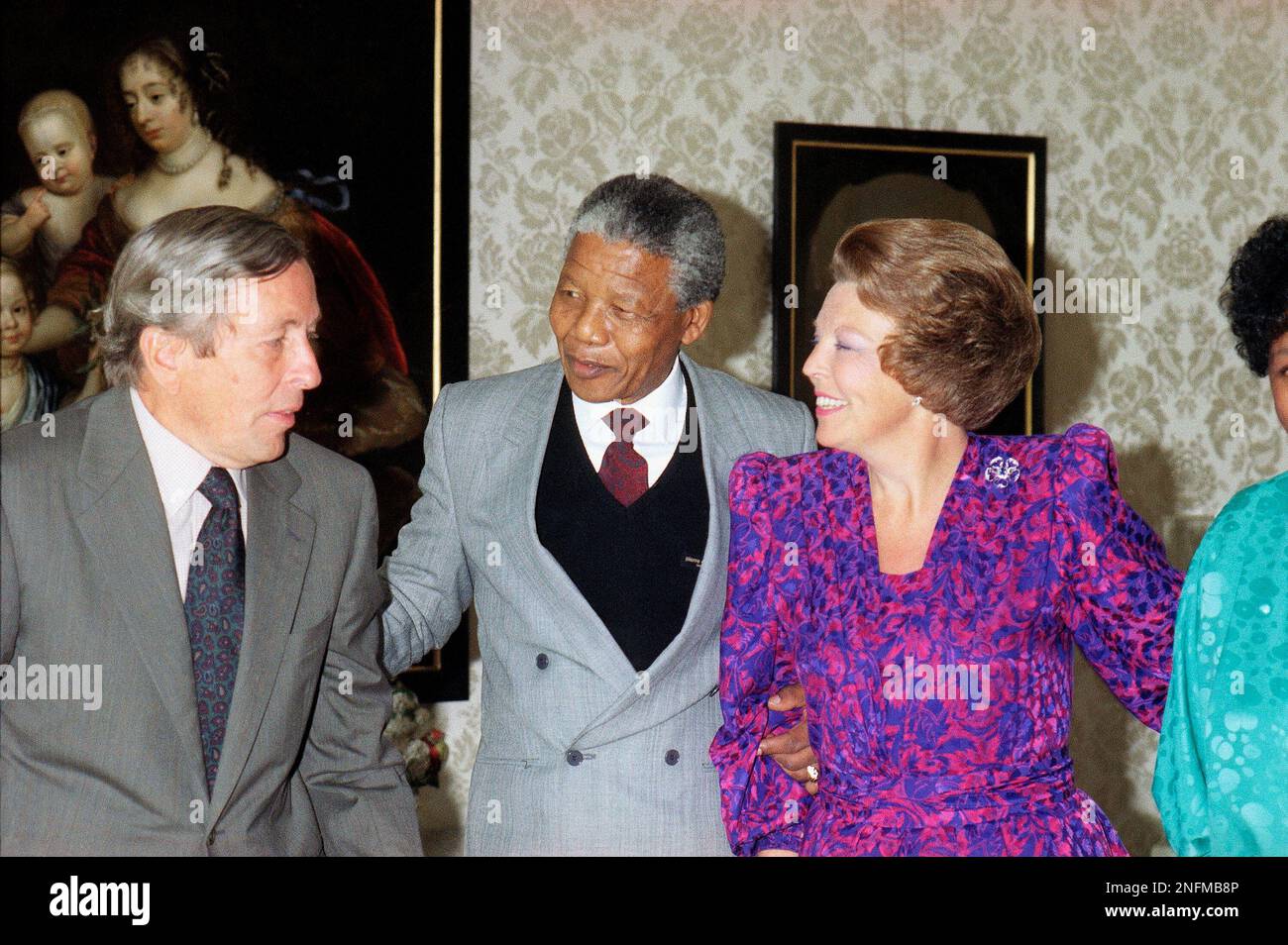 South African leader of the ANC Nelson Mandela in conversation with ...