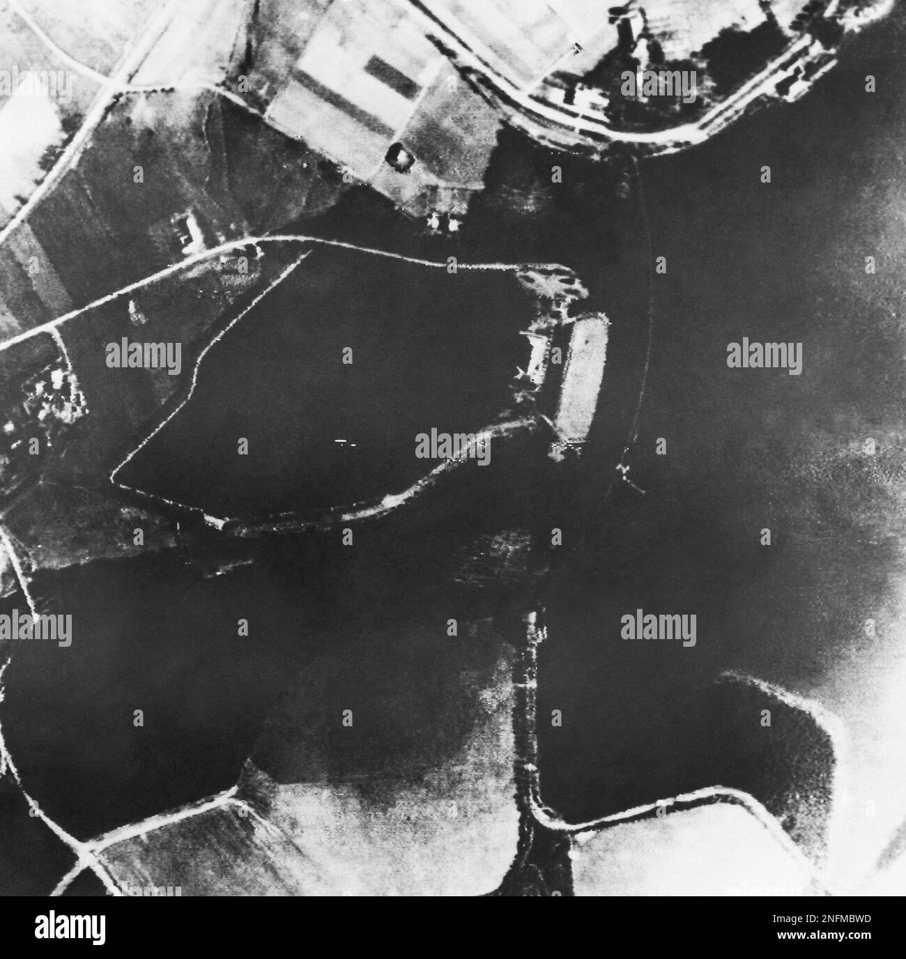 This is the Mohne Dam in North Rhine, Germany, shown before a mine ...