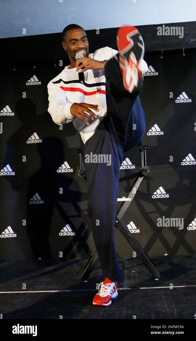 Tyson Gay, gold medalist in the 100 meter, 200 meter and 4x100 meter ...