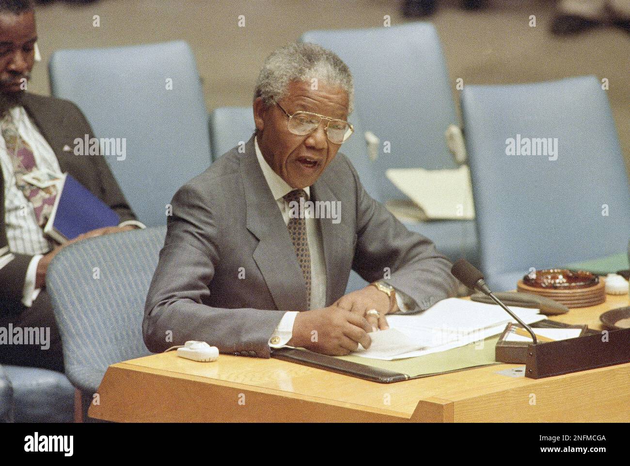 Nelson Mandela, president of the African National Congress, speaks at ...