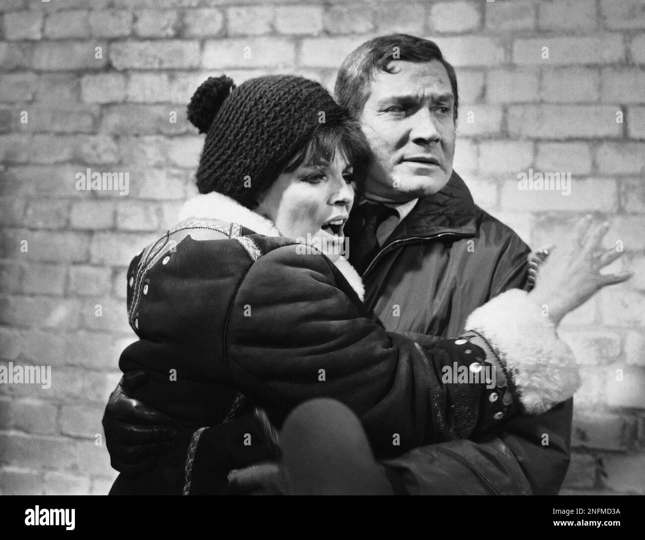 American actor Gene Barry with English actress Joan Collins during a ...