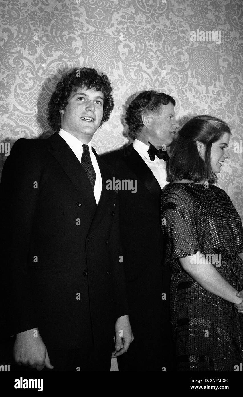 U.S. Sen. Edward M. Kennedy, D-Mass., is flanked by his son, Ted ...