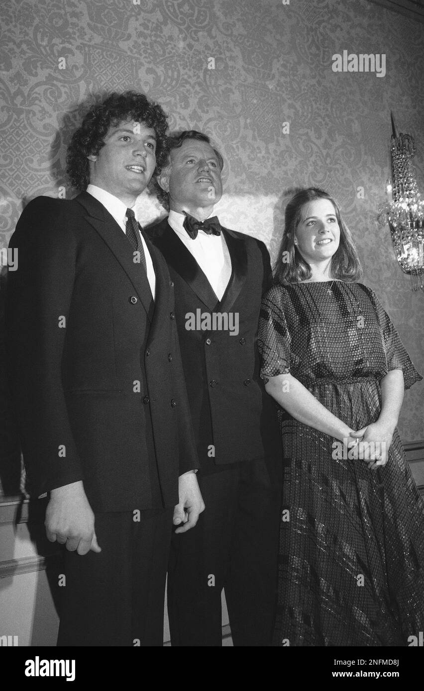 U.S. Sen. Edward M. Kennedy, D-Mass., is flanked by his son, Ted ...