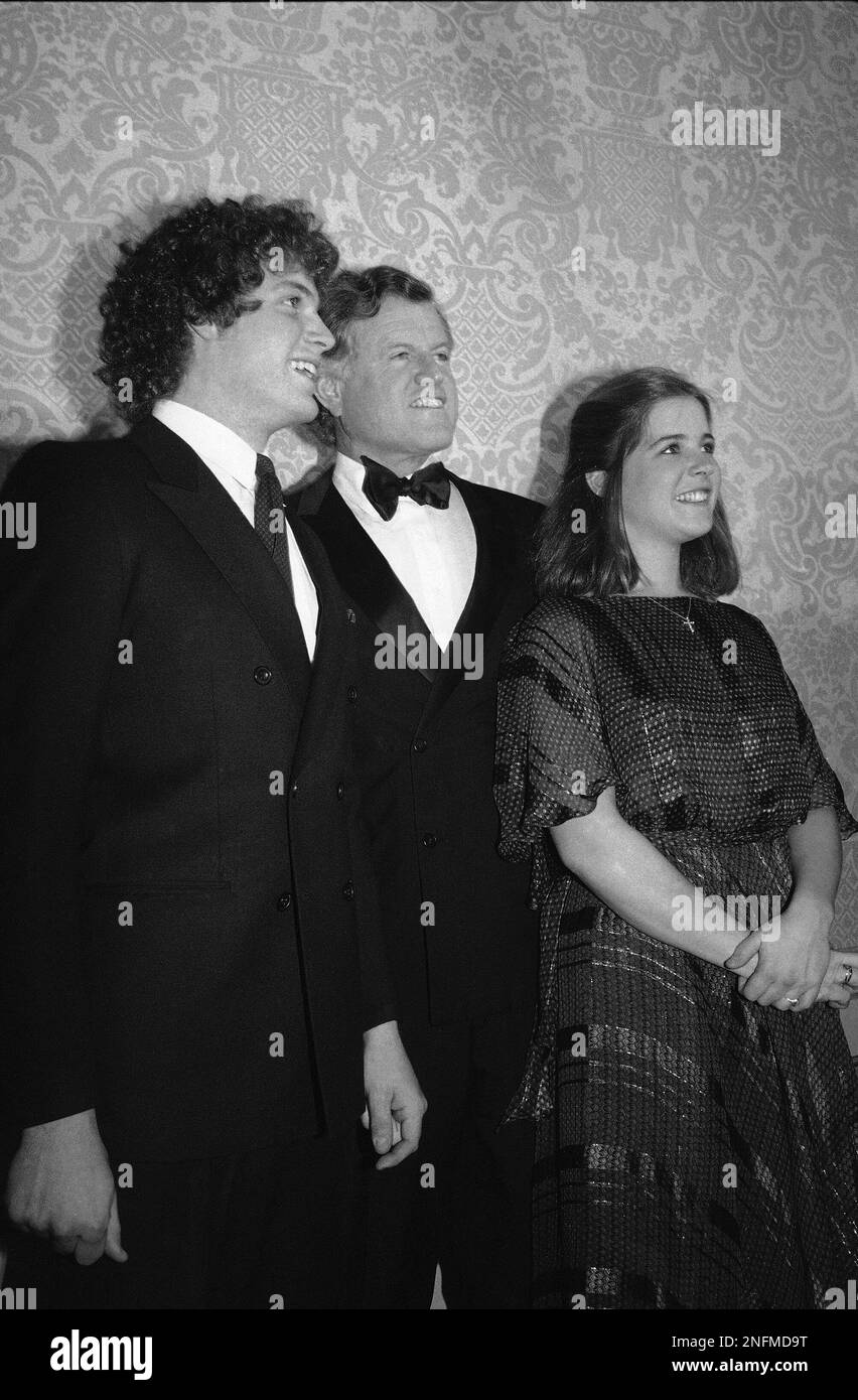 U.S. Sen. Edward M. Kennedy, D-Mass., is flanked by his son, Ted ...