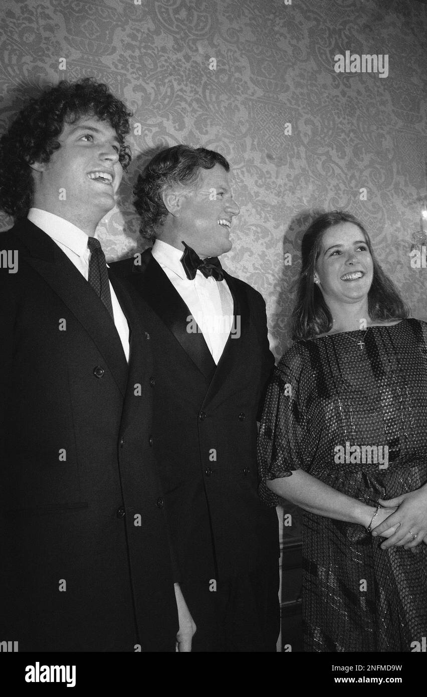U.S. Sen. Edward M. Kennedy, D-Mass., is flanked by his son, Ted ...