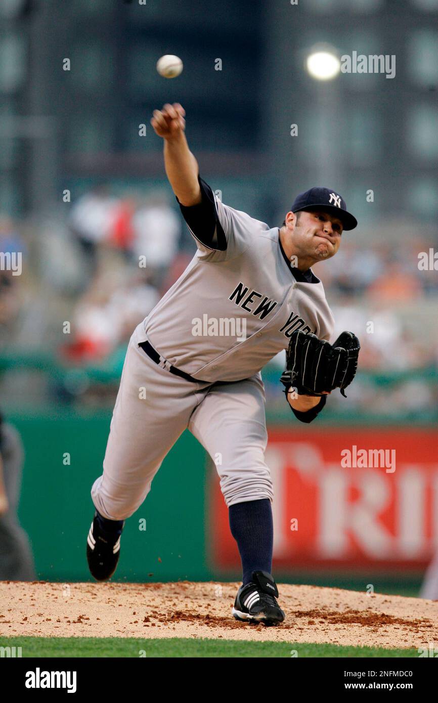 New York Yankees pitcher Joba Chamberlain in the first inning of a ...