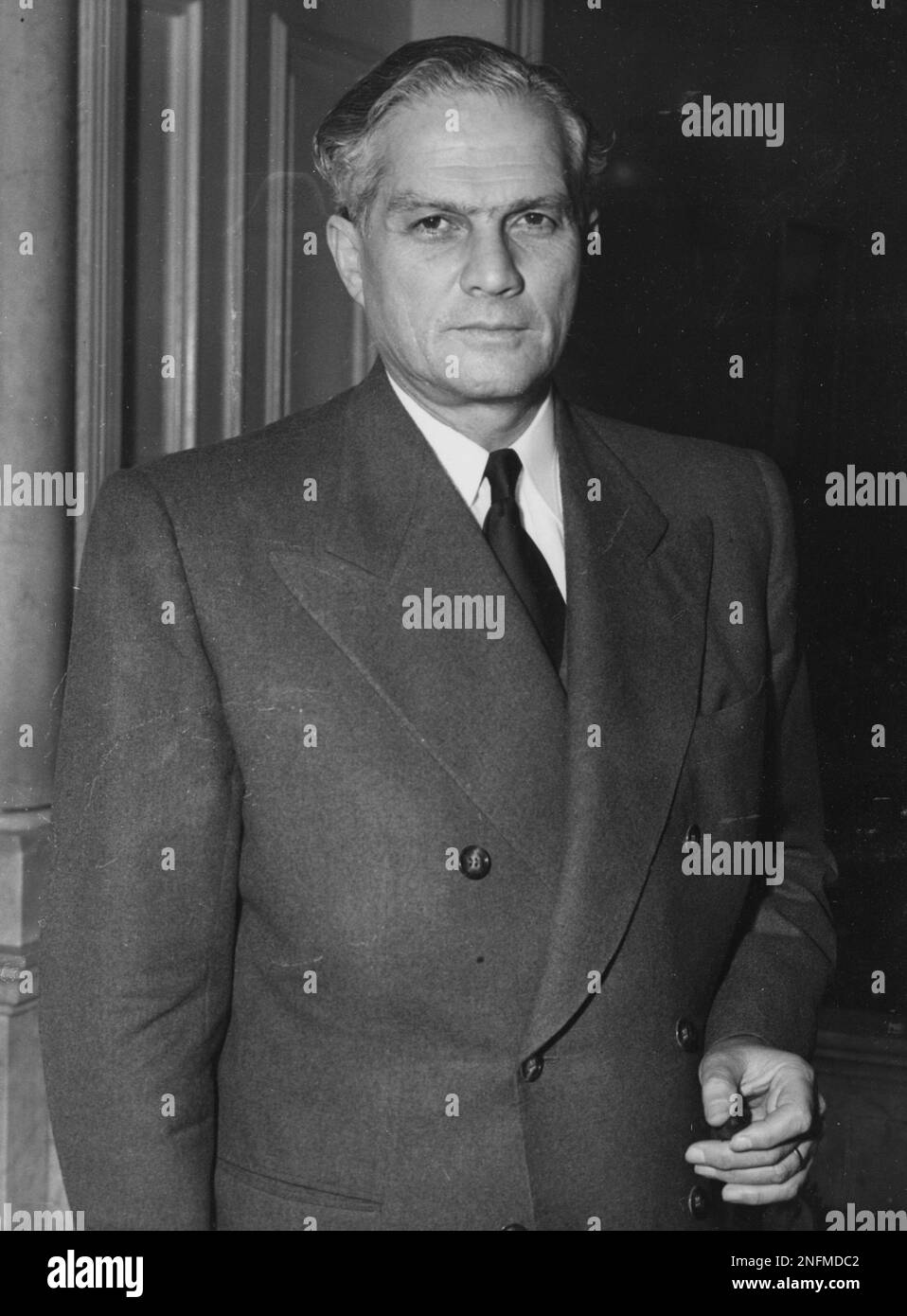 Lebanese President Camille Chamoun poses at his residence in Beirut ...