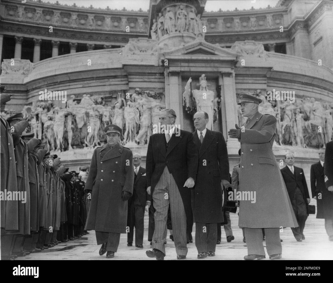 Lebanese President Camille Chamoun, second from left, inspects the ...