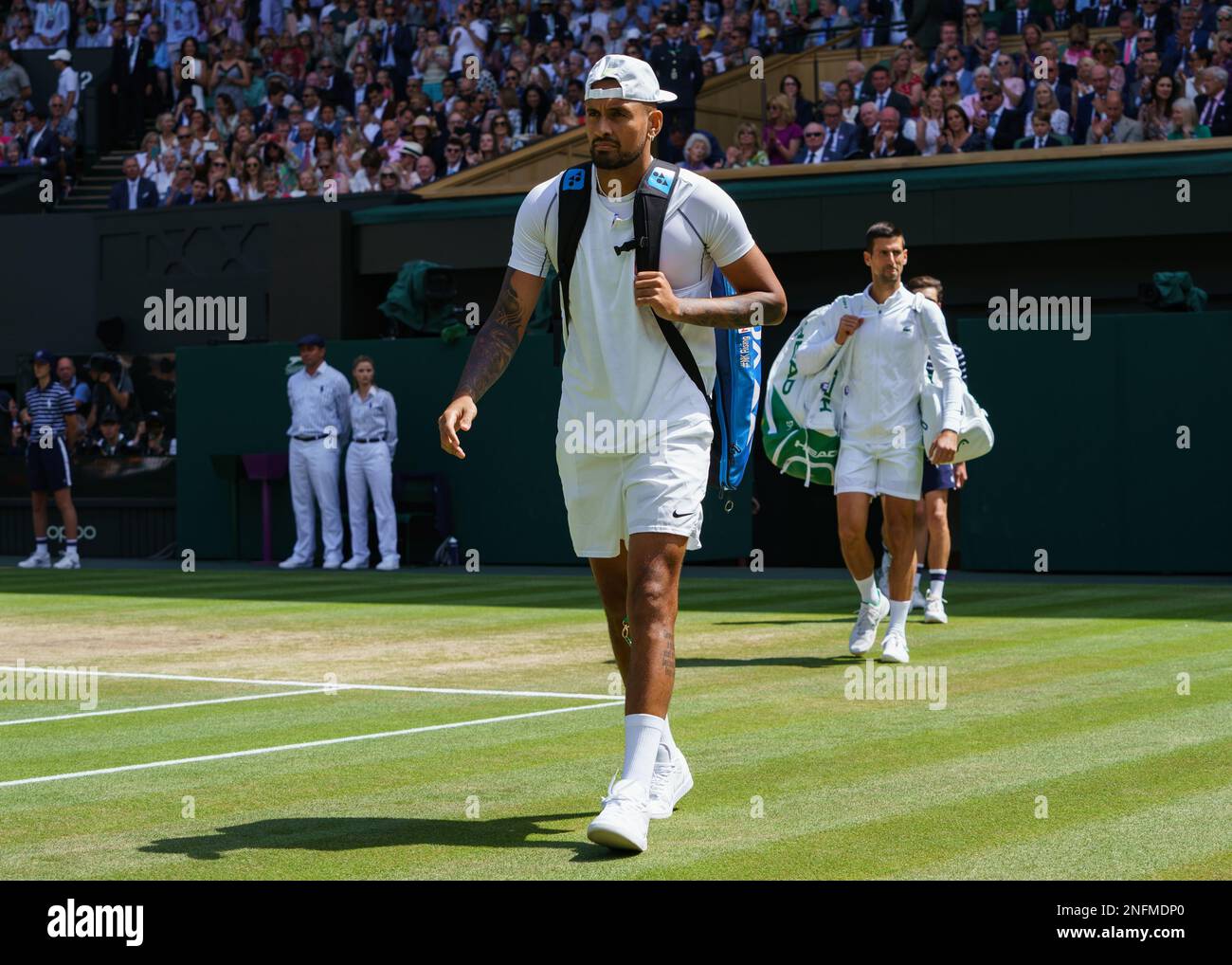 Nick Kyrgios walks onto Centre Court before his Mens Singles Final ...