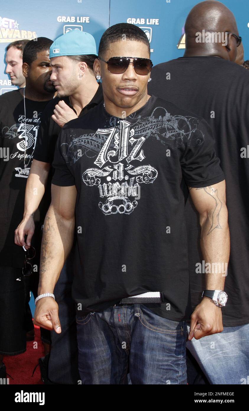 Nelly arrives at the BET Awards on Tuesday June 24, 2008 in Los Angeles ...