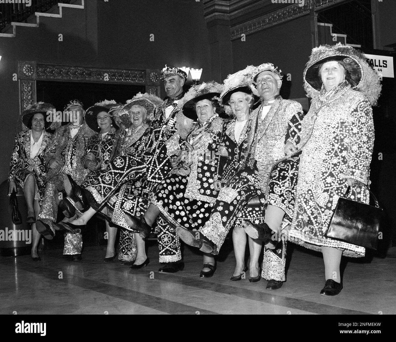 Pearly Kings and Queen from London Boroughs do the "Knees up Mother ...
