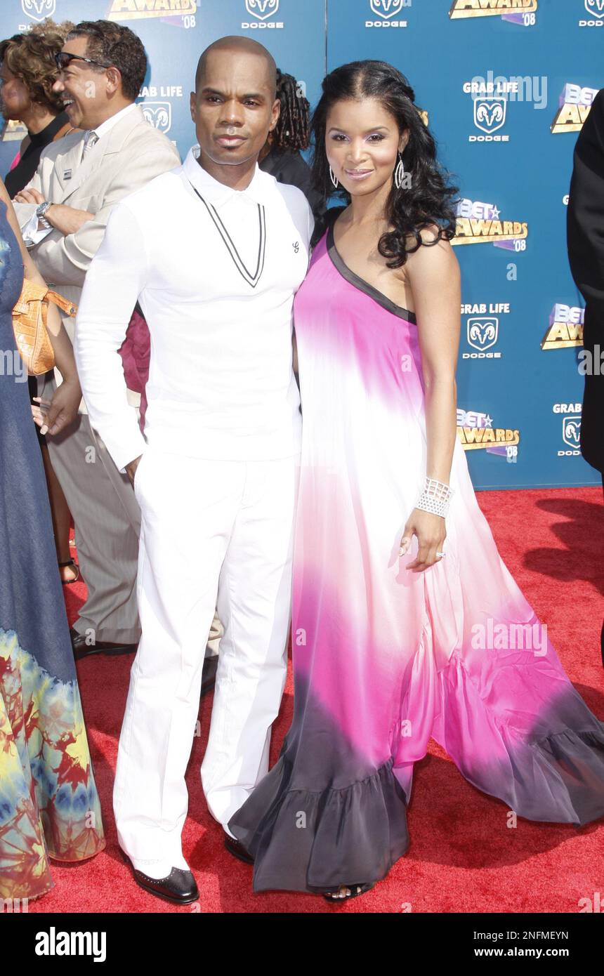 Kirk Franklin and his wife Tammy arrive at the BET Awards on Tuesday ...