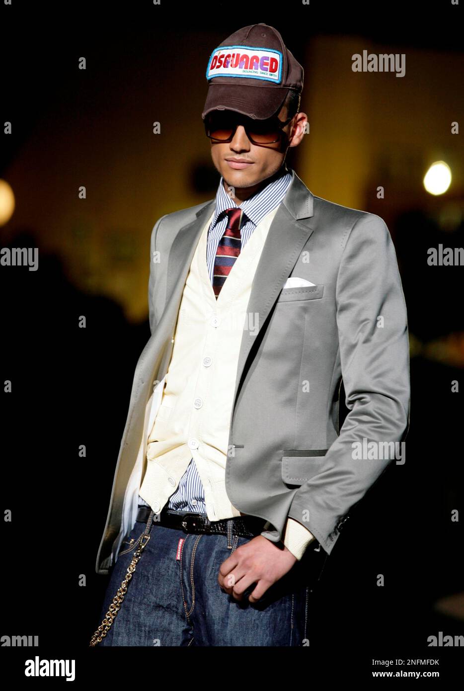 A model wears an outfit by DSquared2, as part of the men's Spring ...