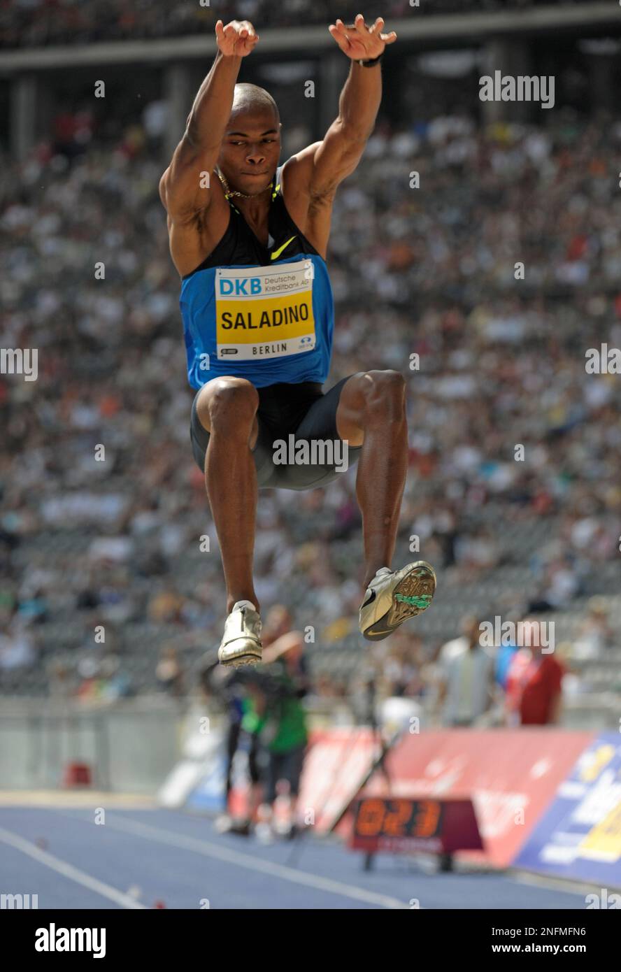 Panama's Irving Saladino during the men's long jump competition at the ...