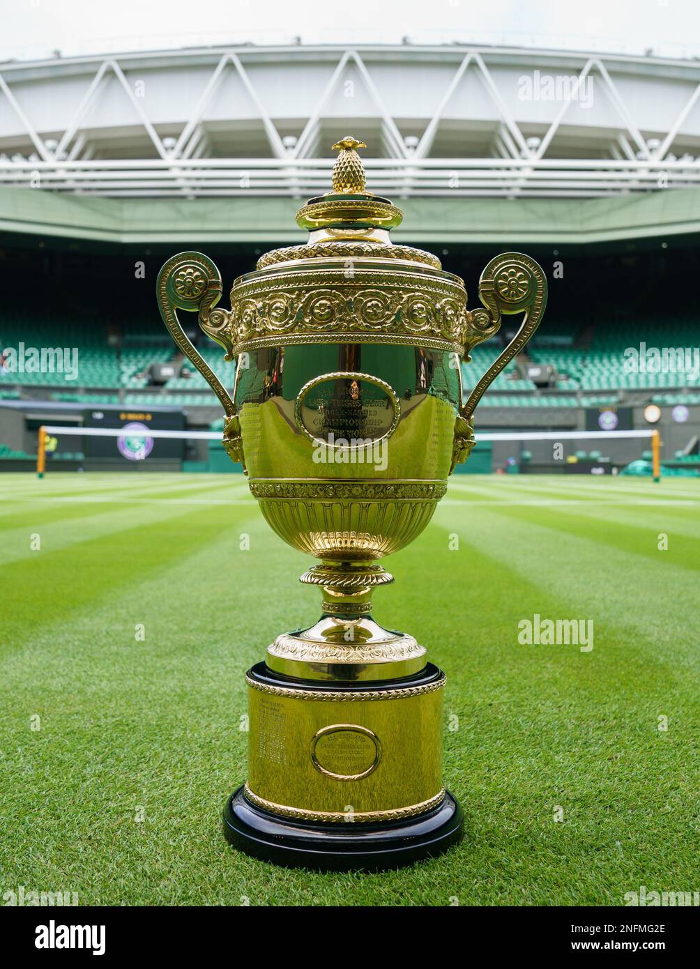 The Gentlemen's Singles Trophy on Centre Court of The Wimbledon ...